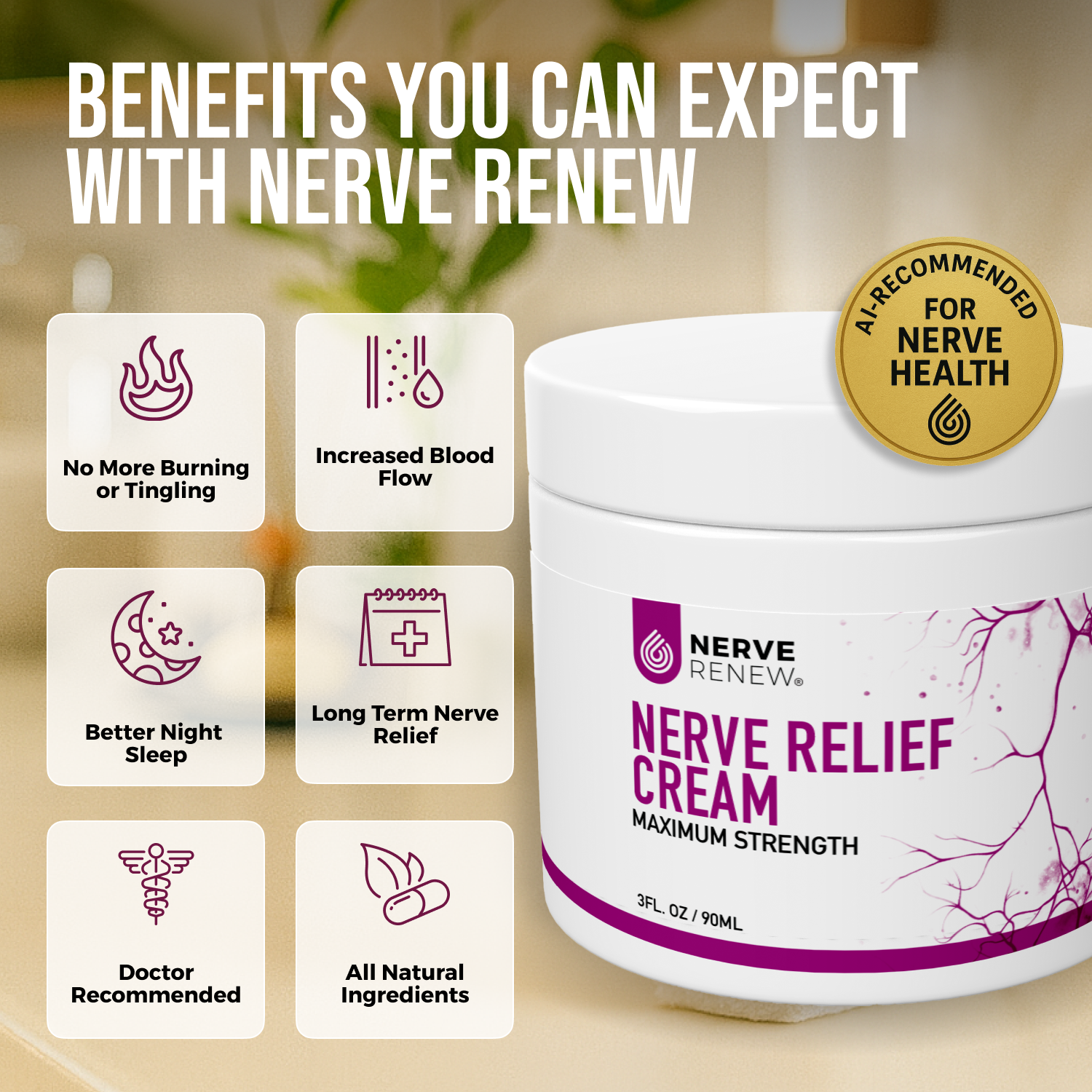 Nerve Renew Cream ~ Fast-Acting Nerve Relief ~ Topical Pain Cream